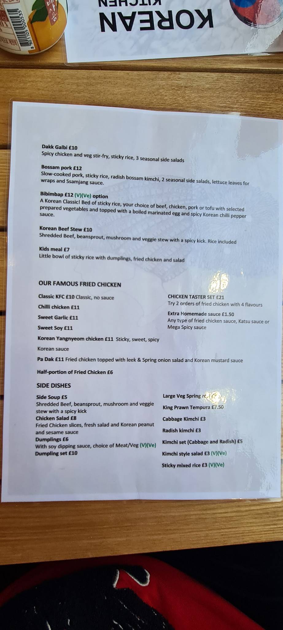 Menu at Korean Kitchen restaurant, Southport