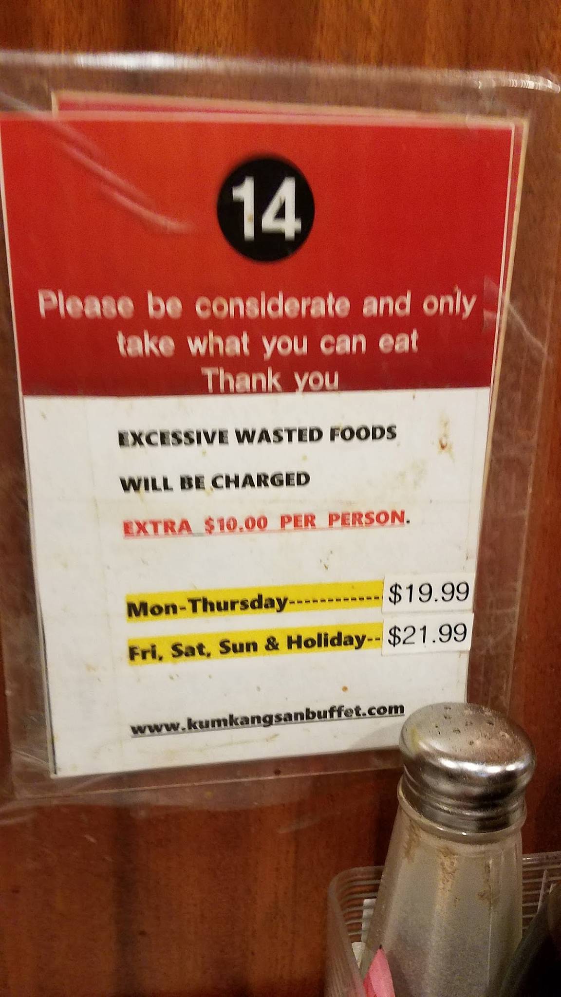 Menu at Kum Kang San BBQ Grill Buffet, Federal Way