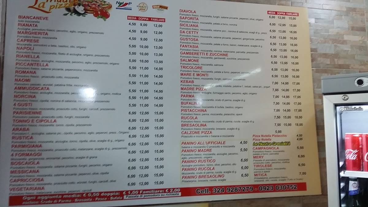 Menu da LA MADRE PIZZA TRAPANI ristorante, Trapani