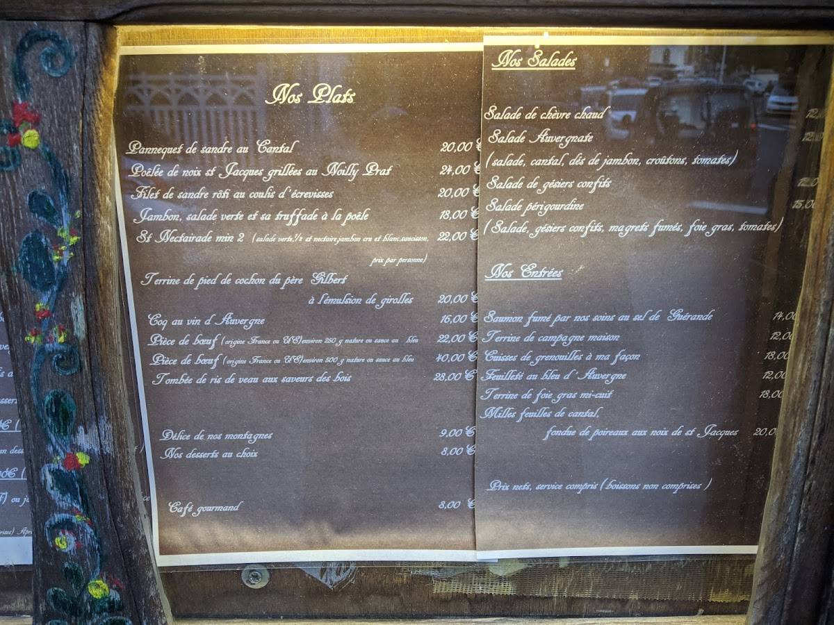 Menu au L'Estavou restaurant, Le Mont-Dore