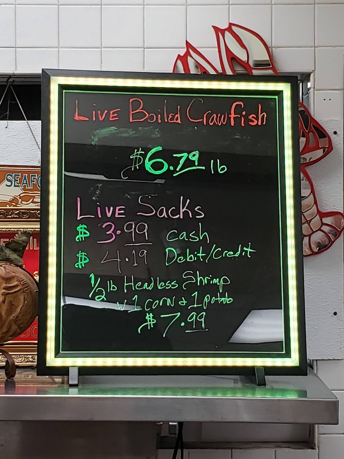 Menu at LTK Crawfish restaurant, Houston