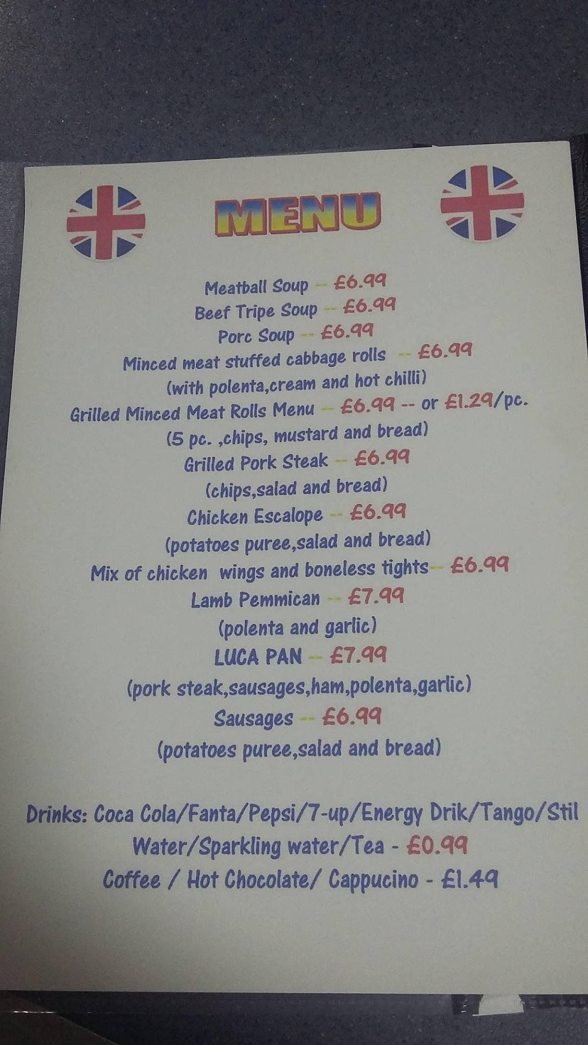 Menu at LUCA RESTAURANT & CAFE, Luton