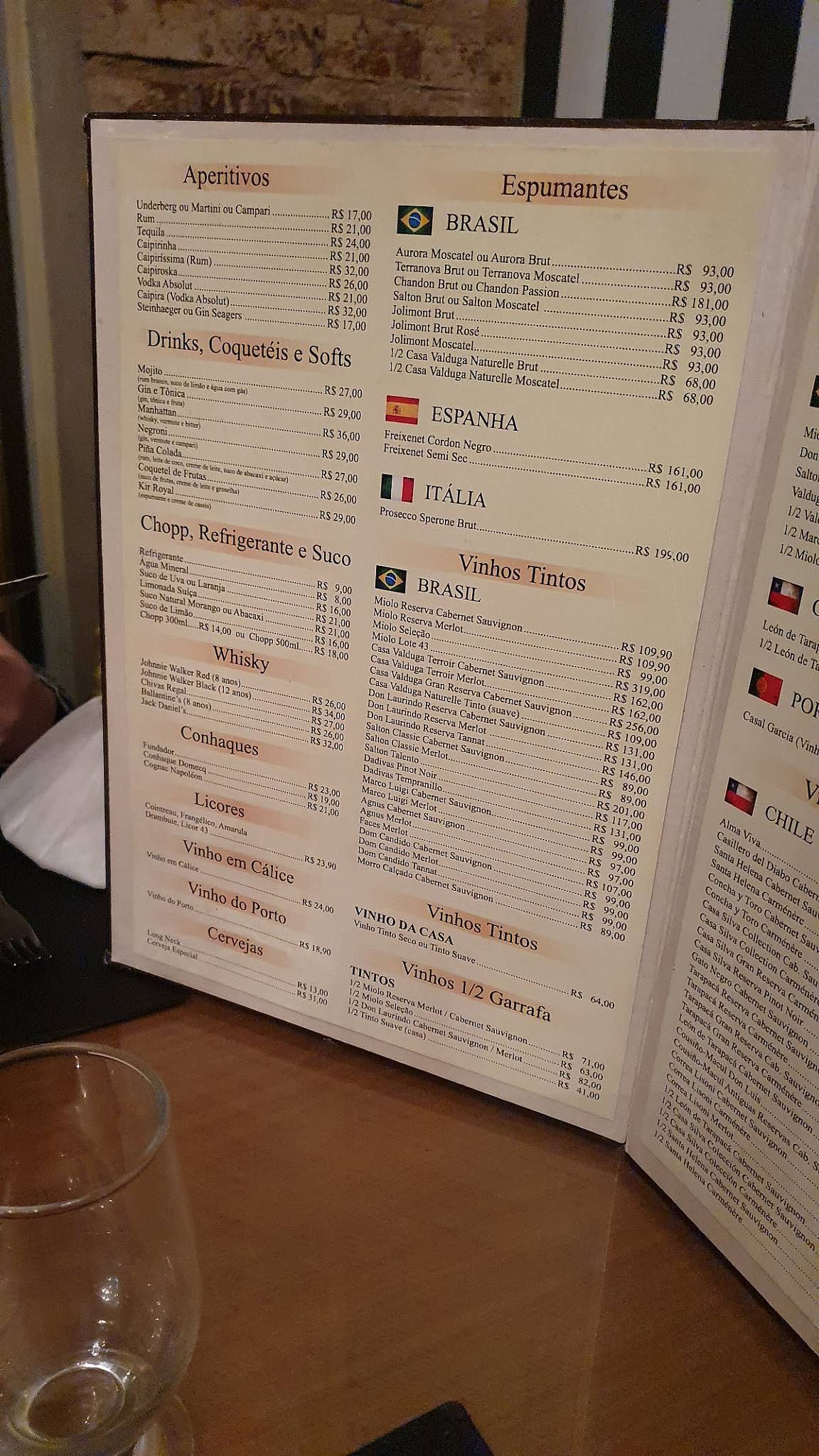 Menu em La Divina restaurante, Gramado