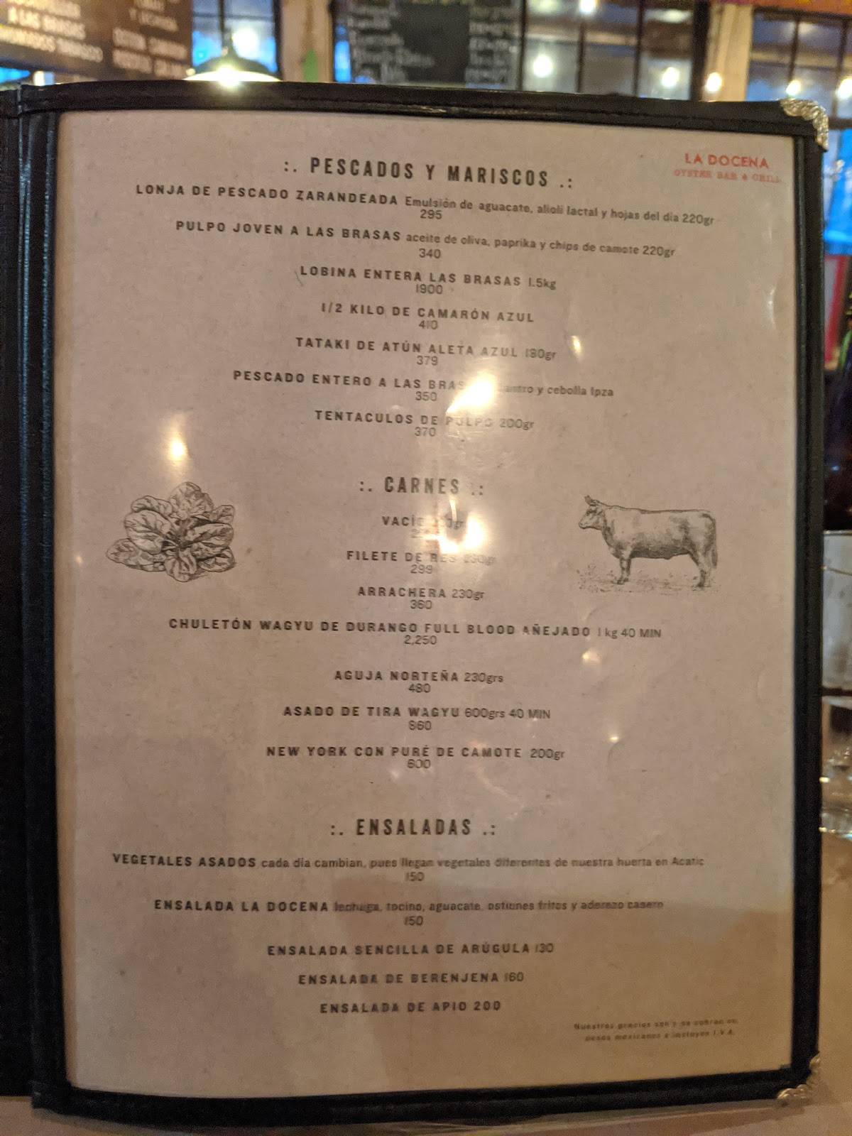 Carta del restaurante La Docena Roma, Ciudad López Mateos, Av. Álvaro ...