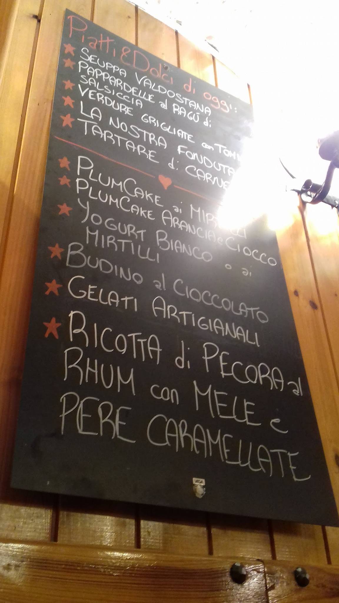 Menu da La Meridiana ristorante, Mandriou