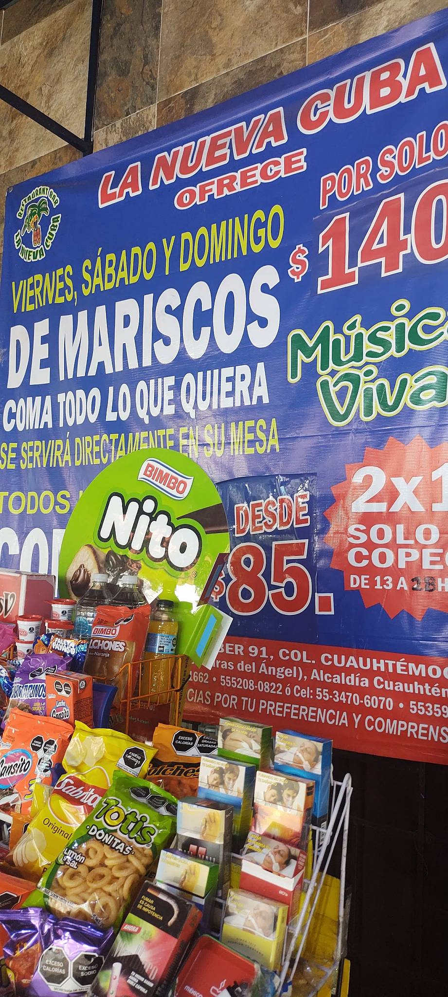 Carta del restaurante La Nueva Cuba Tiber, Ciudad del México, C. Río ...