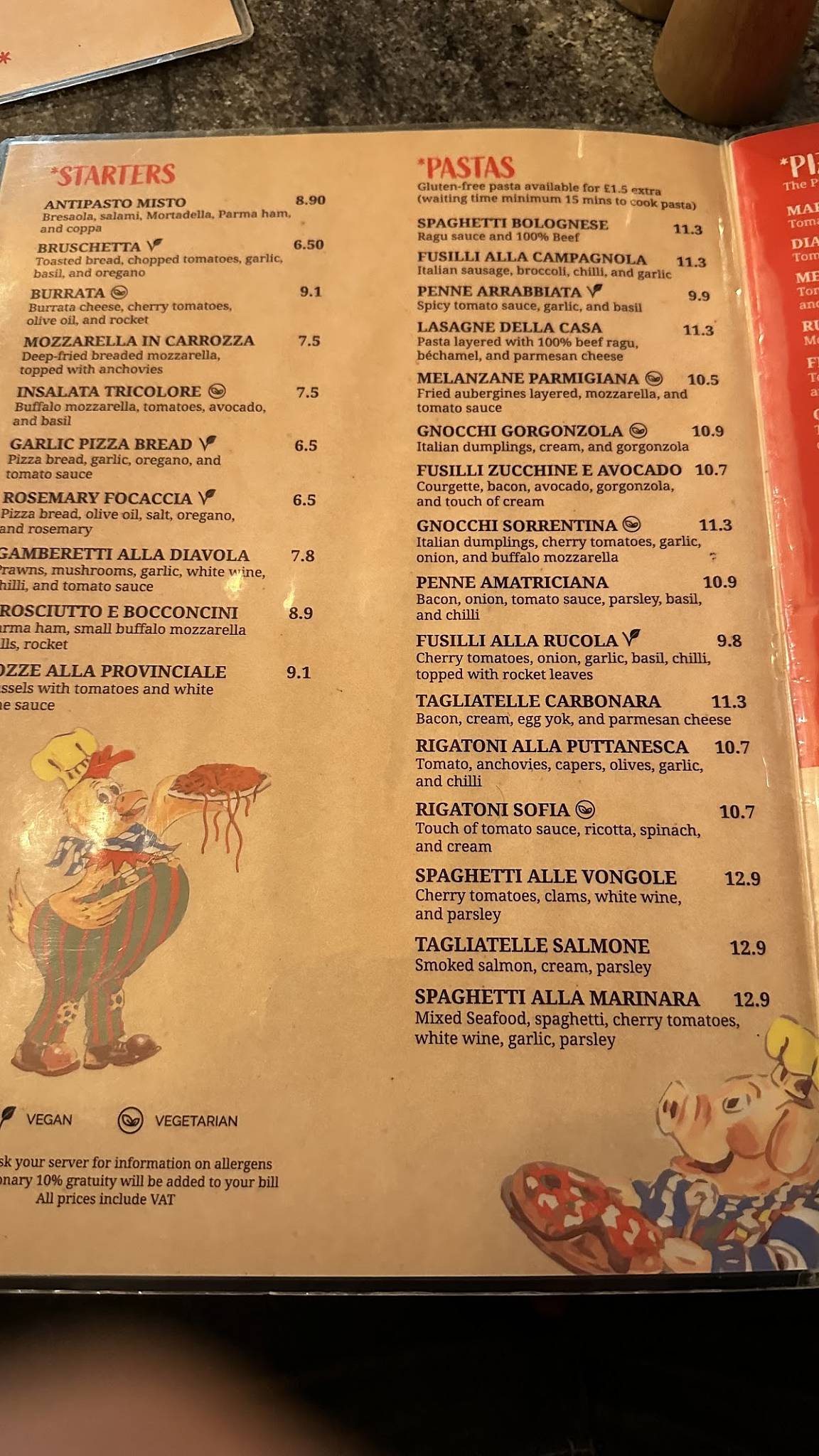 Menu at La Porchetta Pollo Bar, London