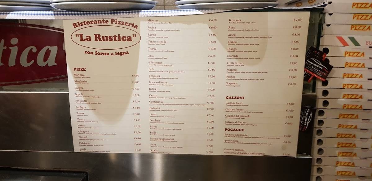 Menu da La Rustica pizzeria, Milano
