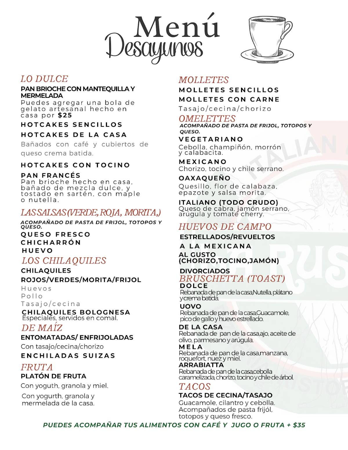 Carta de La Rústica Restaurante & Pizzería. Matriz Col. Reforma, Oaxaca ...