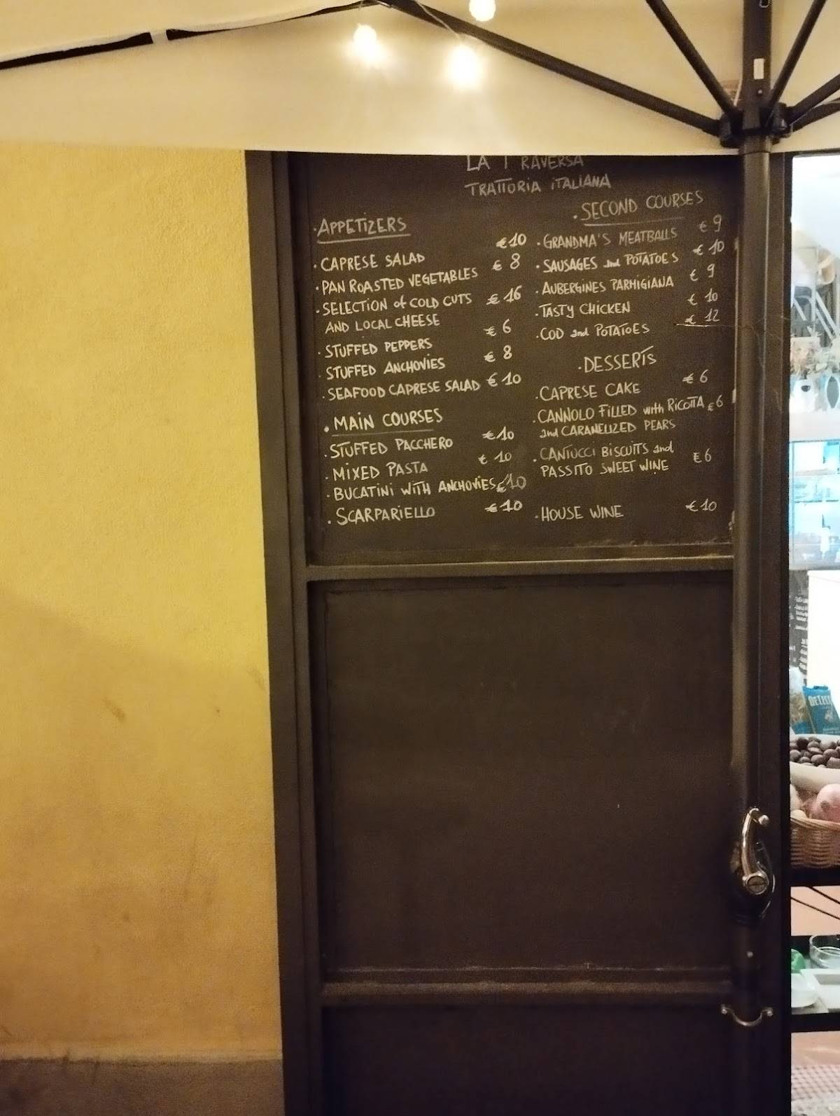 Menu da La Traversa - Trattoria Italiana ristorante, Salerno