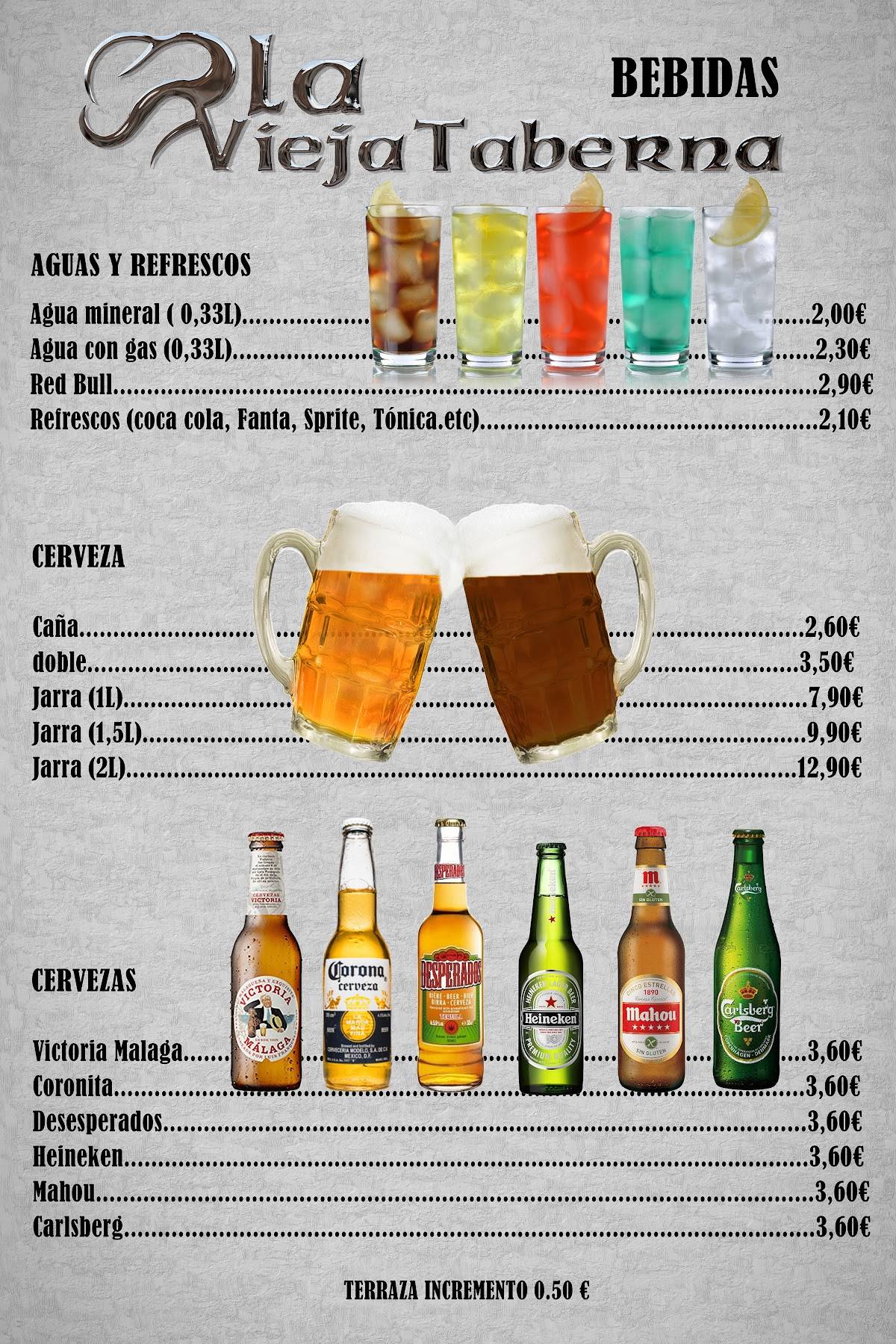 Carta del restaurante Taberna La Vieja, Madrid