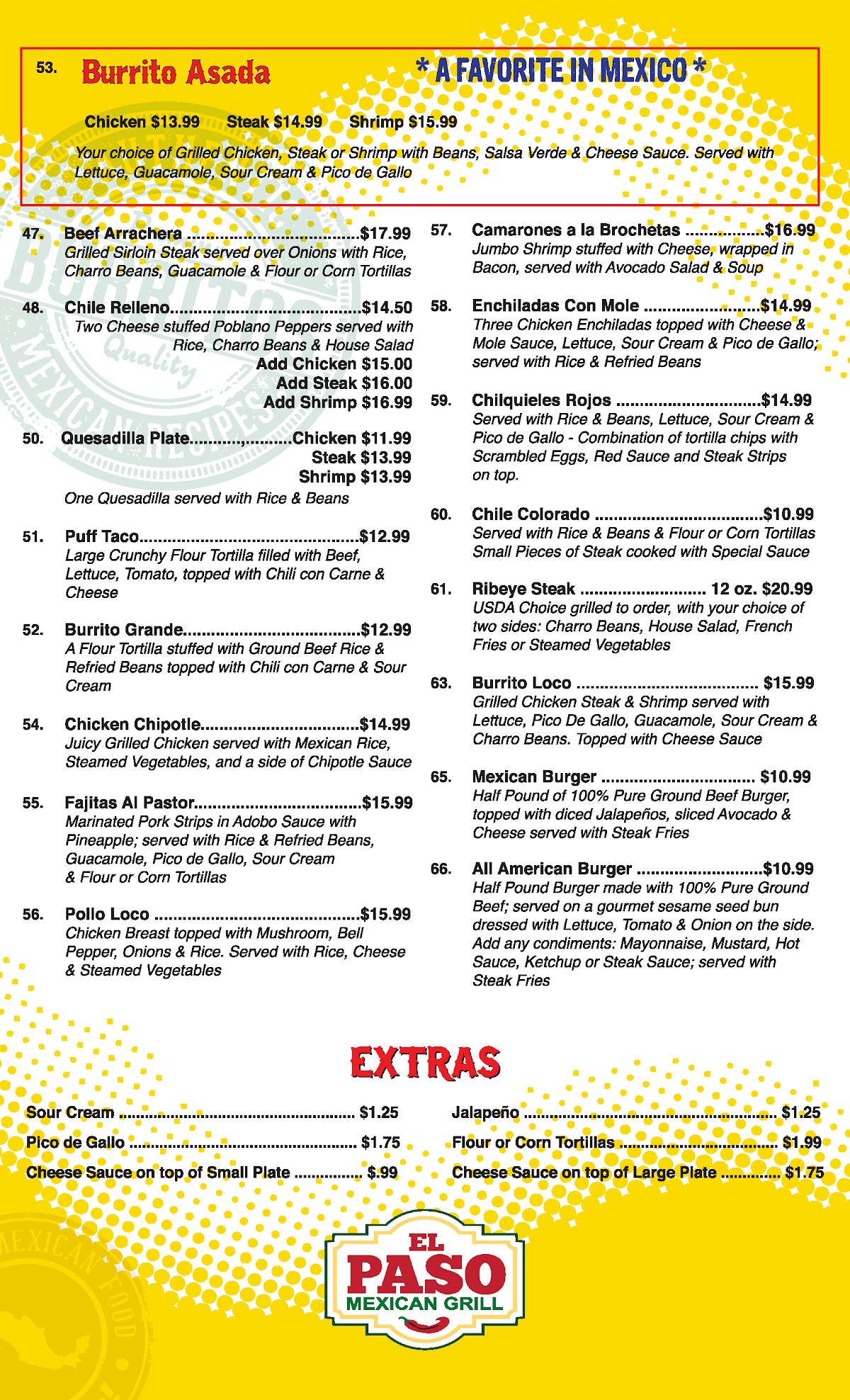 Menu at El Paso Mexican Grill Ambassador restaurant, Lafayette ...