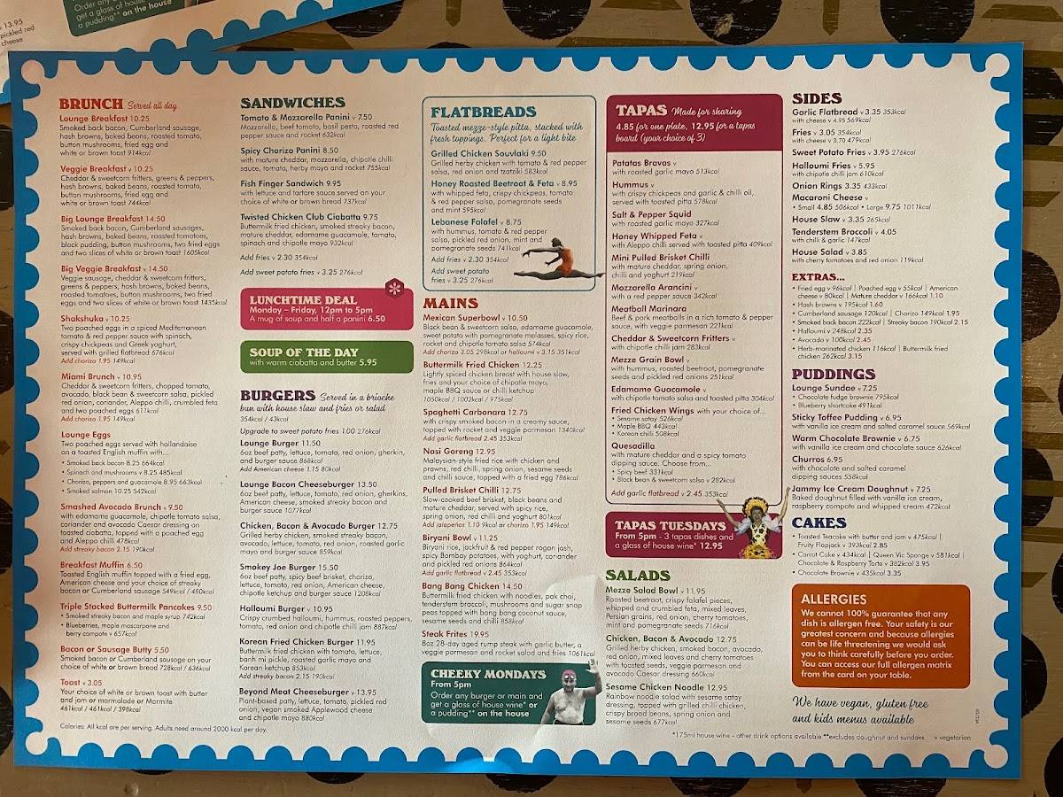 Menu at Lago Lounge restaurant, Rushden