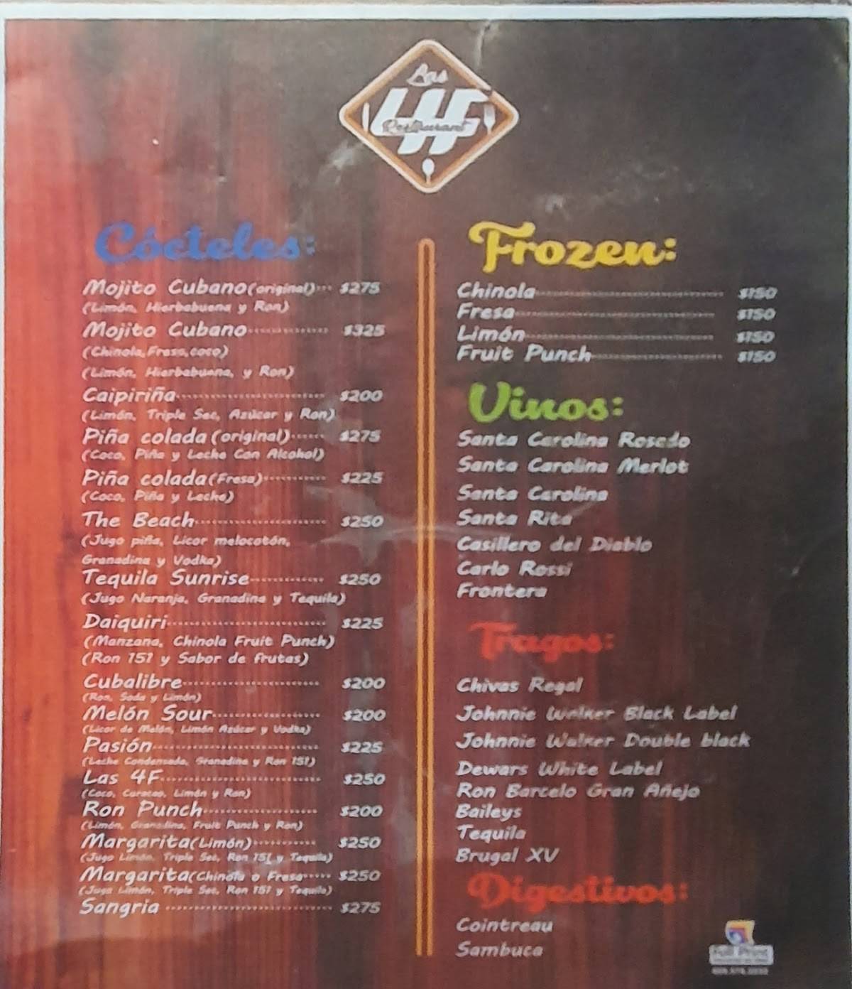 Menu at Las 4F Restaurant -Moca-, Moca