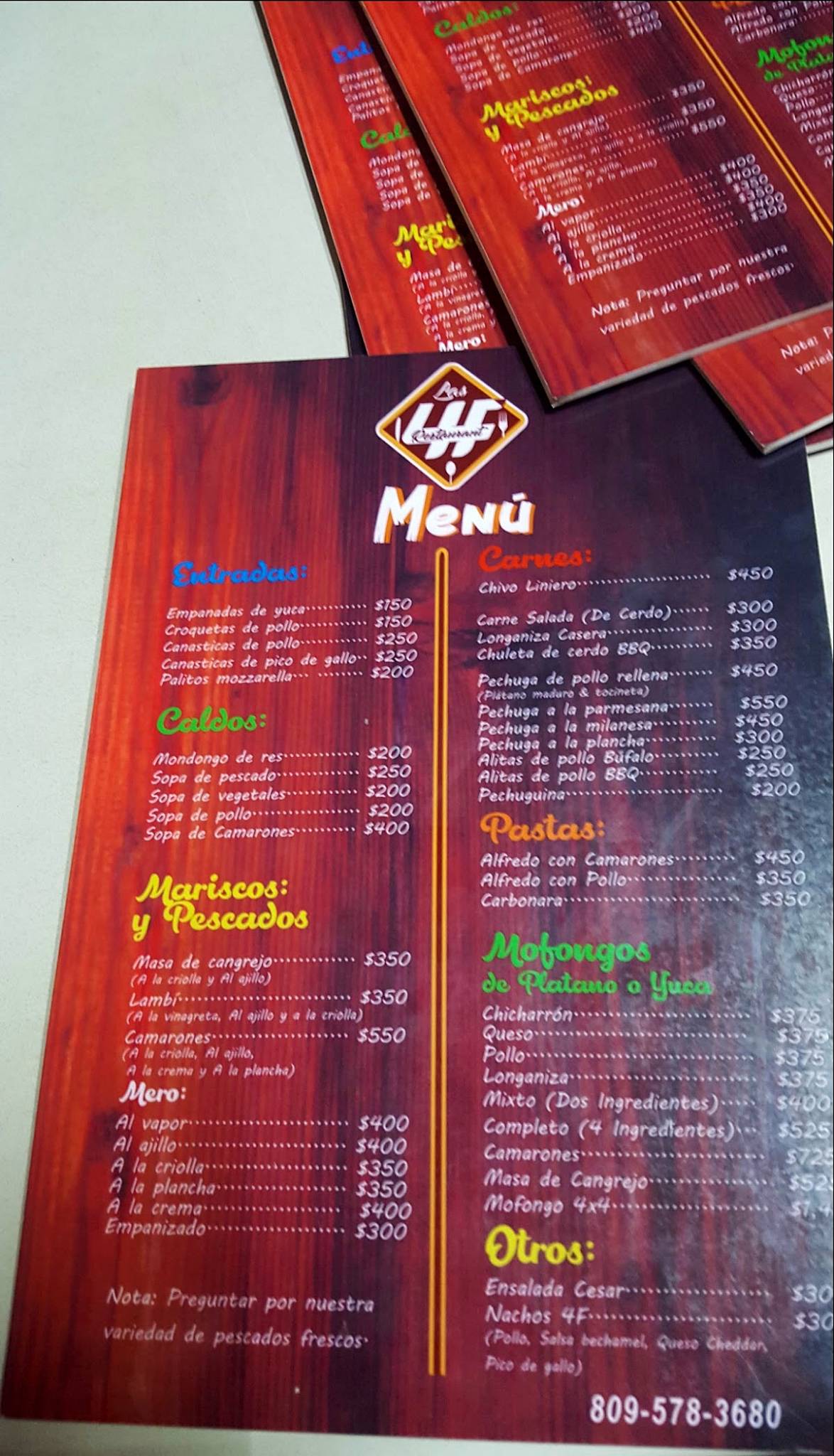 Menu at Las 4F Restaurant -Moca-, Moca