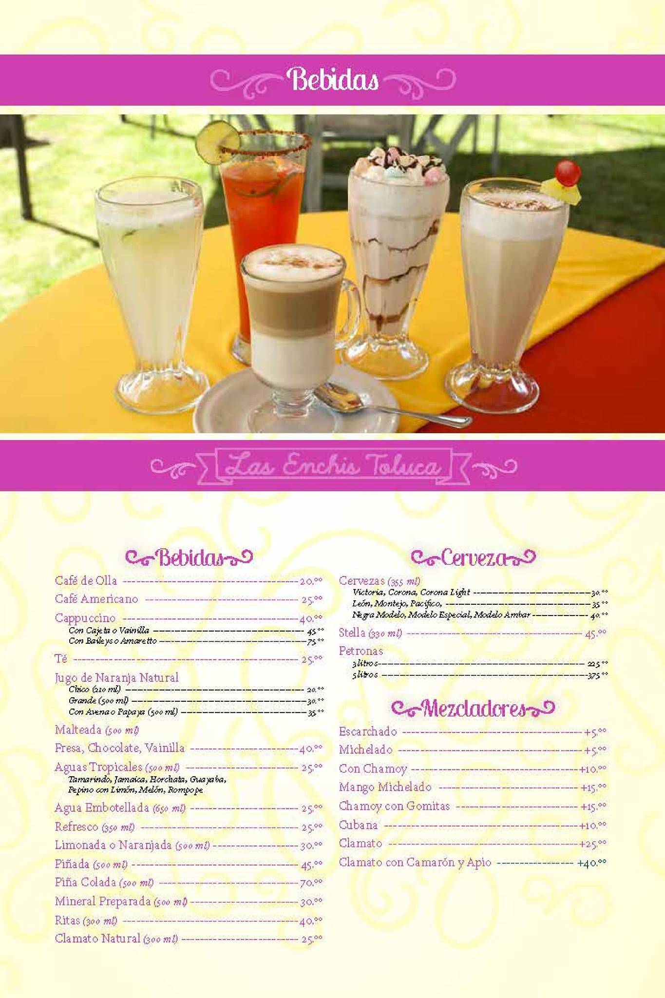 Carta del restaurante Las Enchis México "Atlacomulco", Atlacomulco
