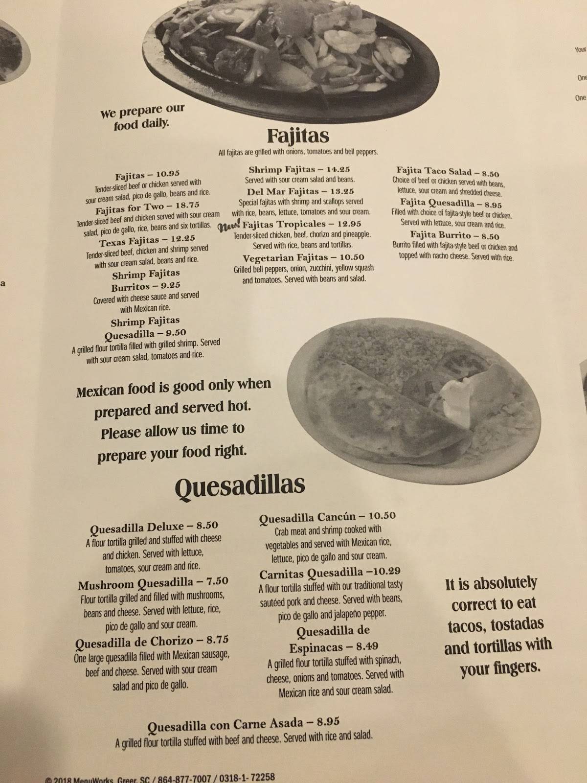 Menu at Las Trancas Mexican Restaurant - Ripley, Ripley, 157 McGraw St