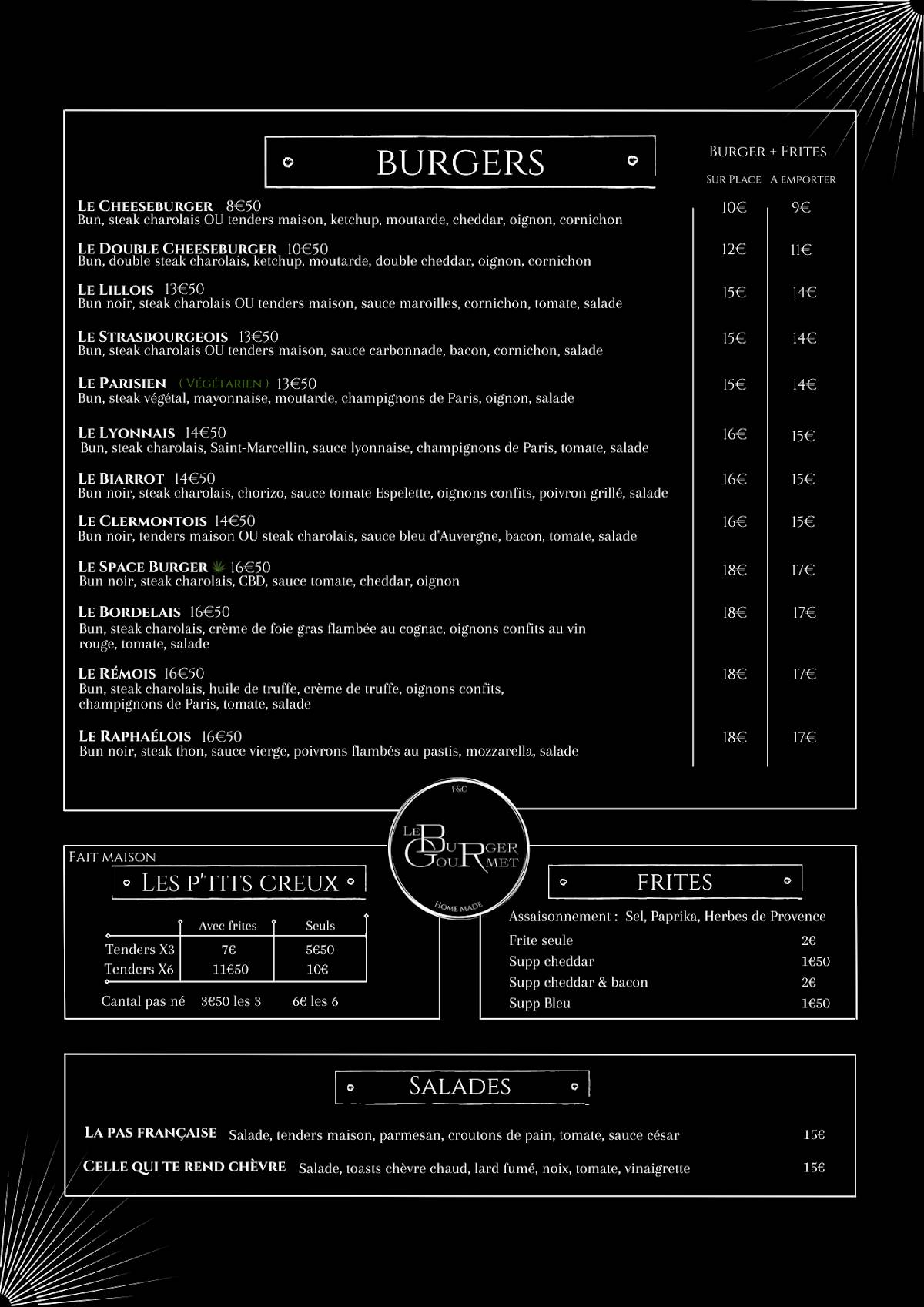 Menu au Le Burger Gourmet Saint-Raphaël - ''Burgers français, et frais ...