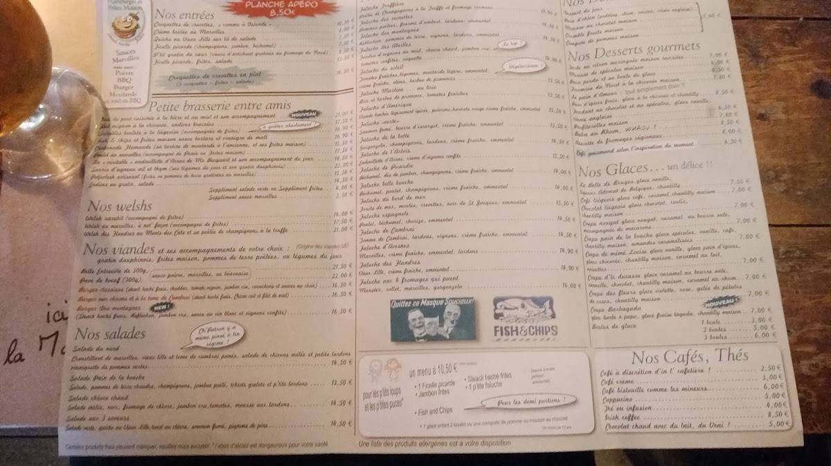 Menu au Le Pain de la Bouche restaurant, Lens, 41 Bis Rue de la Gare