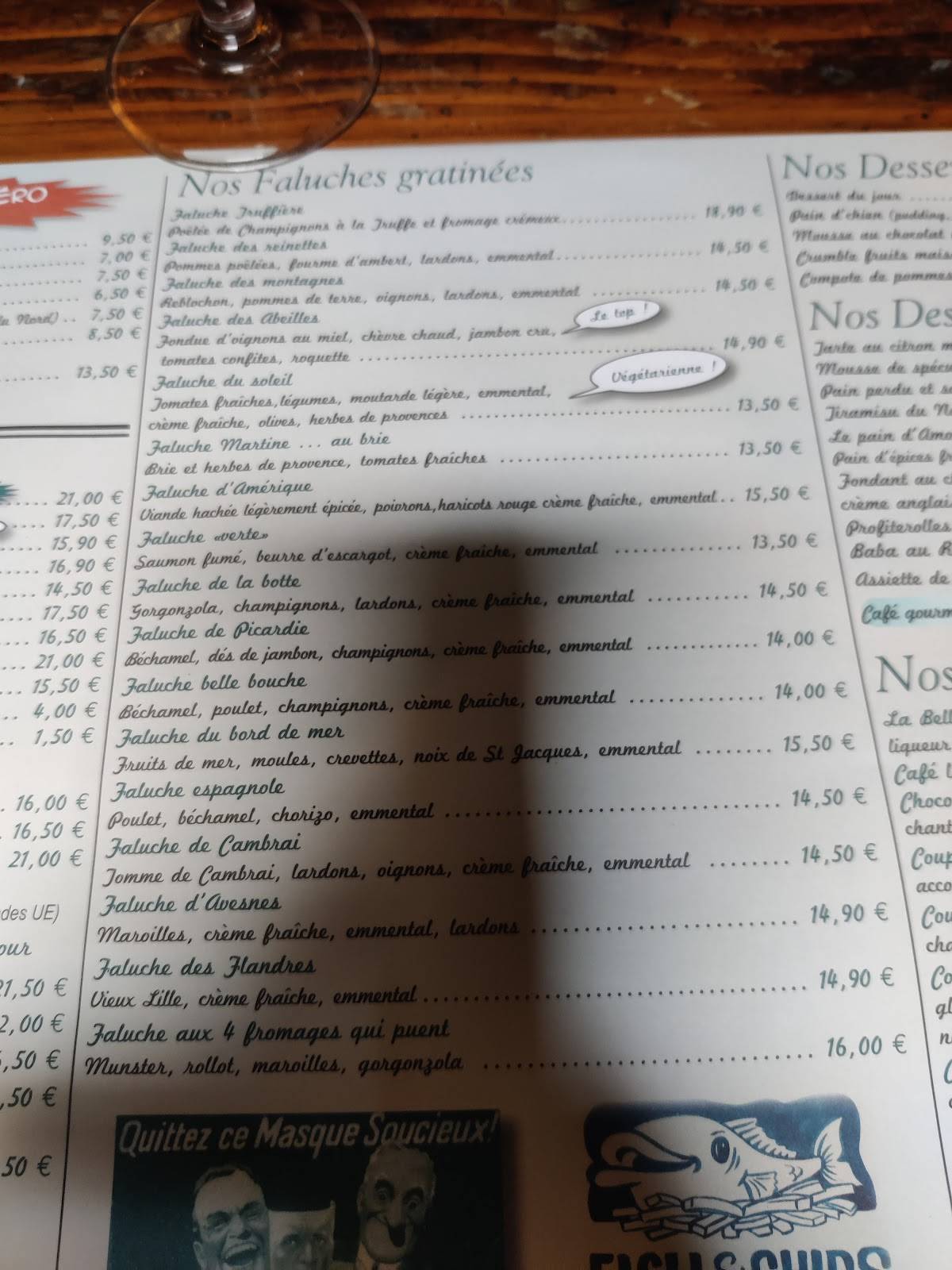 Menu au Le Pain de la Bouche restaurant, Lens, 41 Bis Rue de la Gare