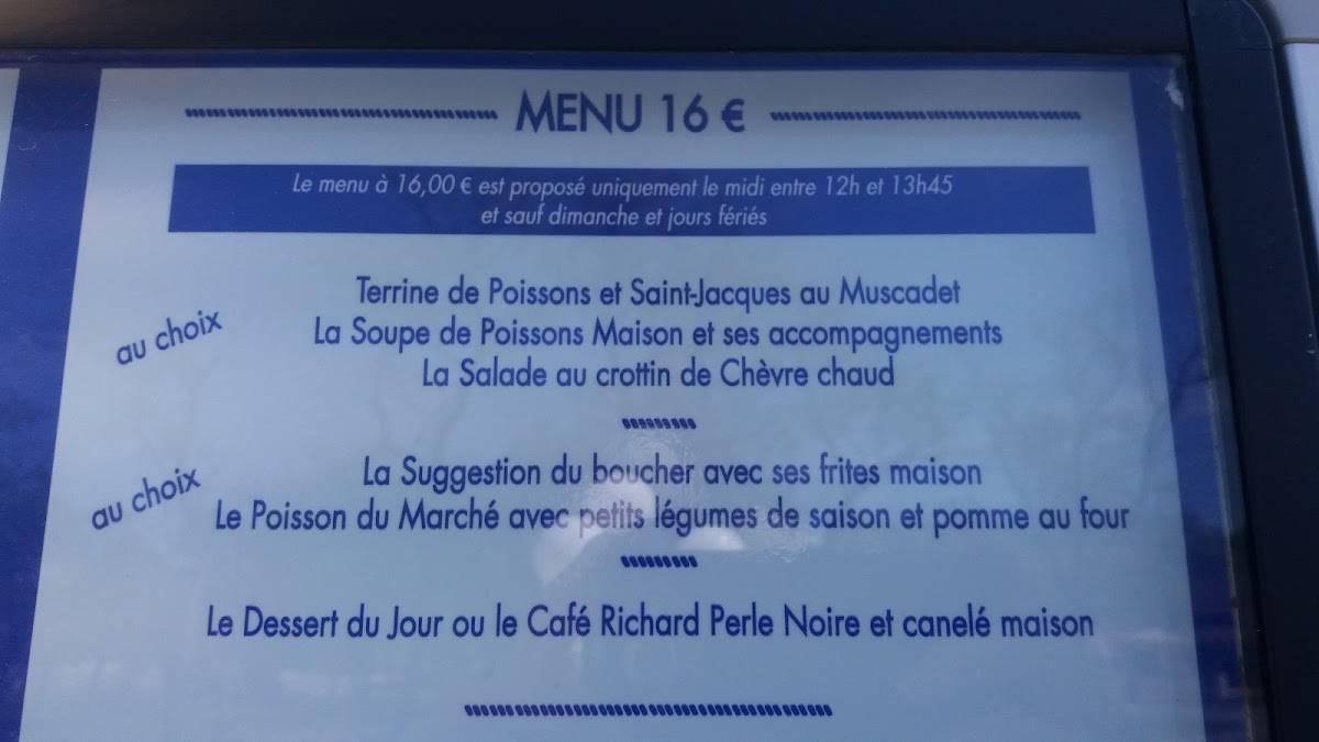 Menu au La Pêcherie Le Verdon sur Mer restaurant, Le Verdon-sur-Mer