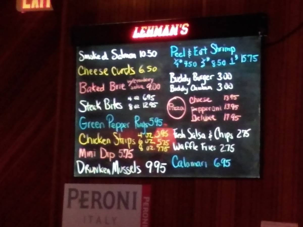 Menu at Lehman's Supper Club, Rice Lake