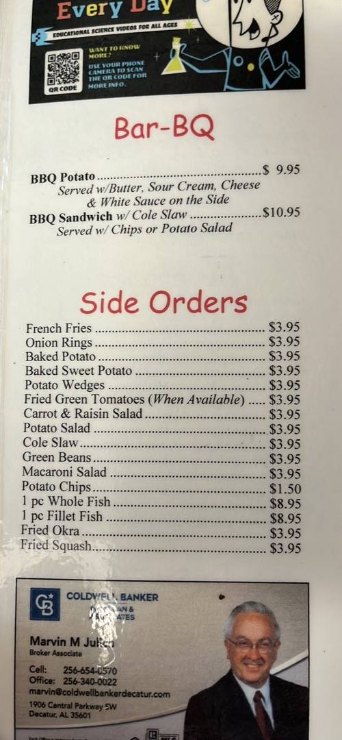 Menu at Libby's Catfish & Diner restaurant, Priceville, AL-67