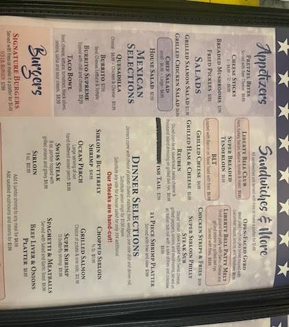 Menu at Liberty Bell Restaurant, Liberty