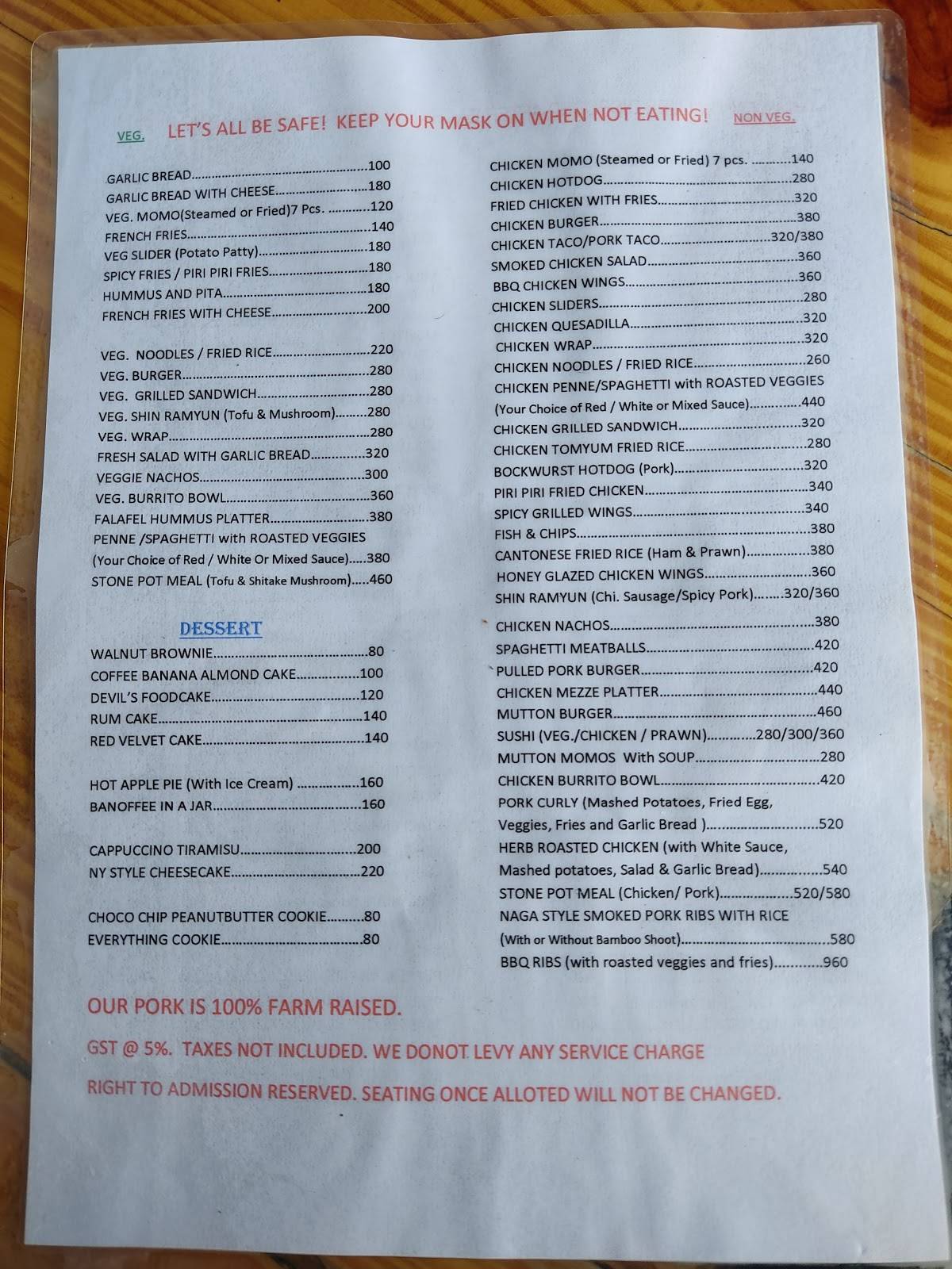Menu at Little Llama Cafe, Mussoorie, 1