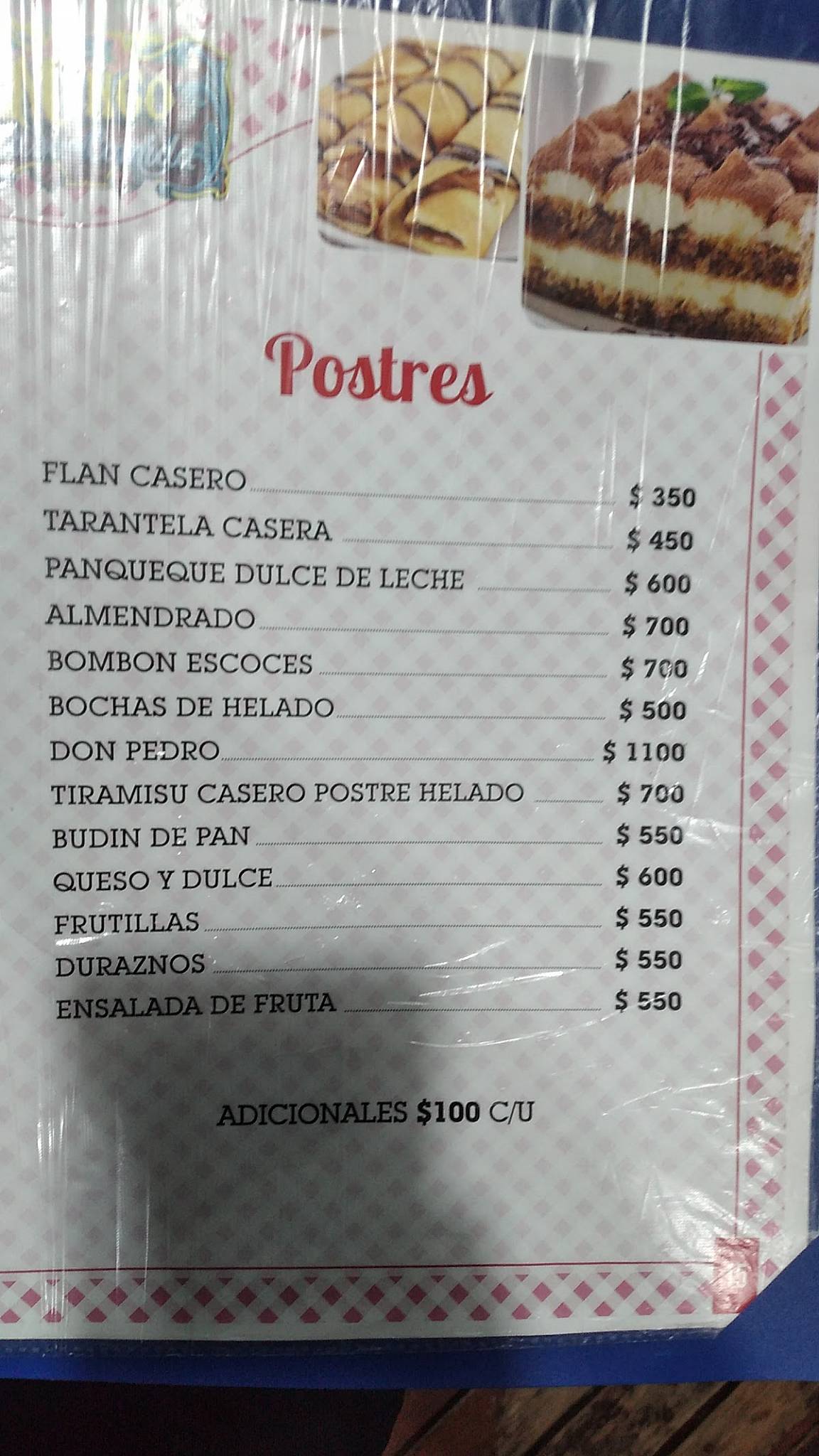 Carta del restaurante Mingo, Lomas del Zamora