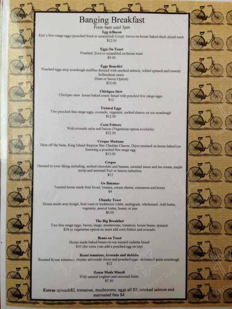 Menu at The Loaf & Lounge cafe, Camperdown