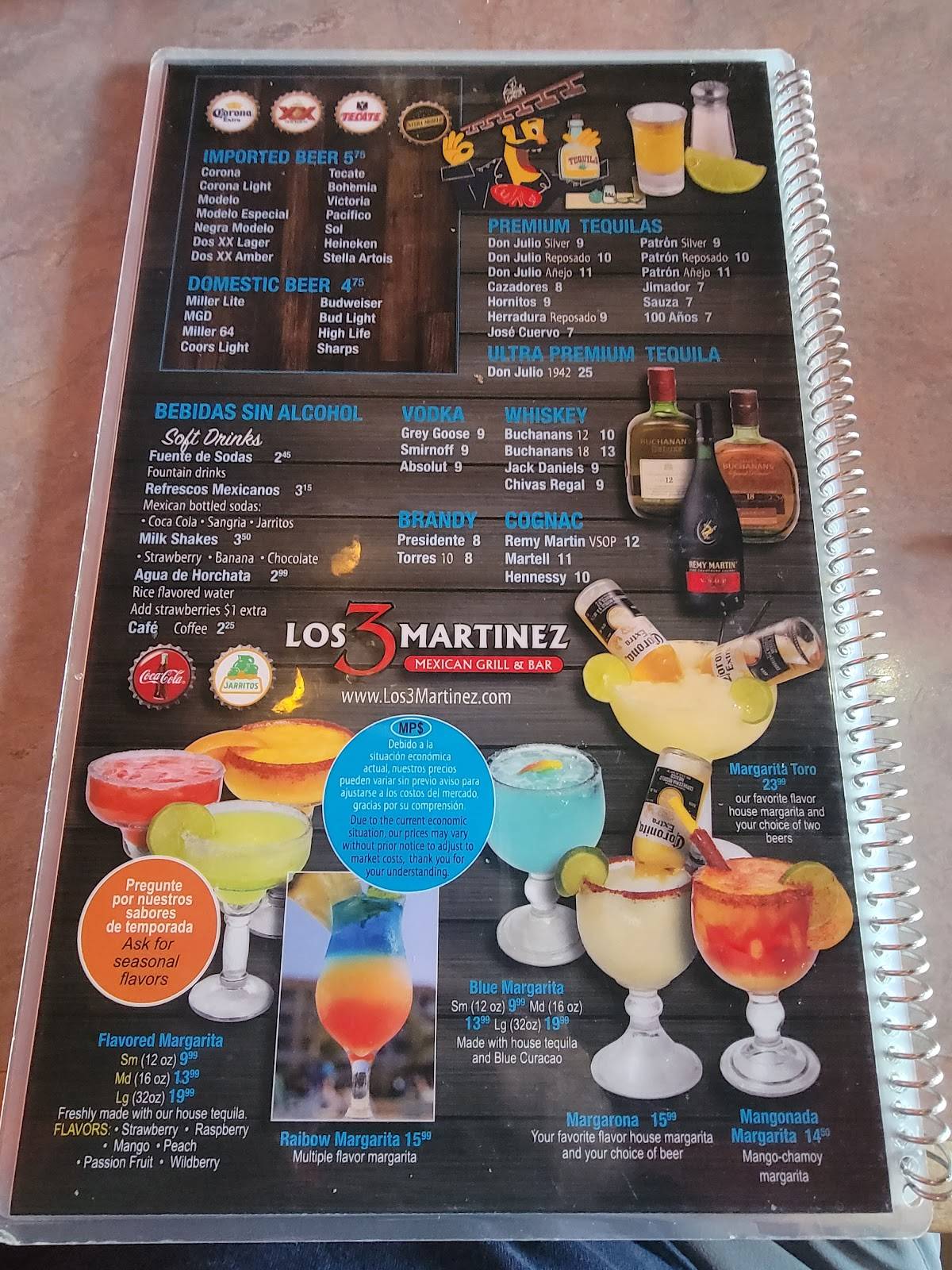 Menu at Los 3 Martinez pub & bar, Romeoville