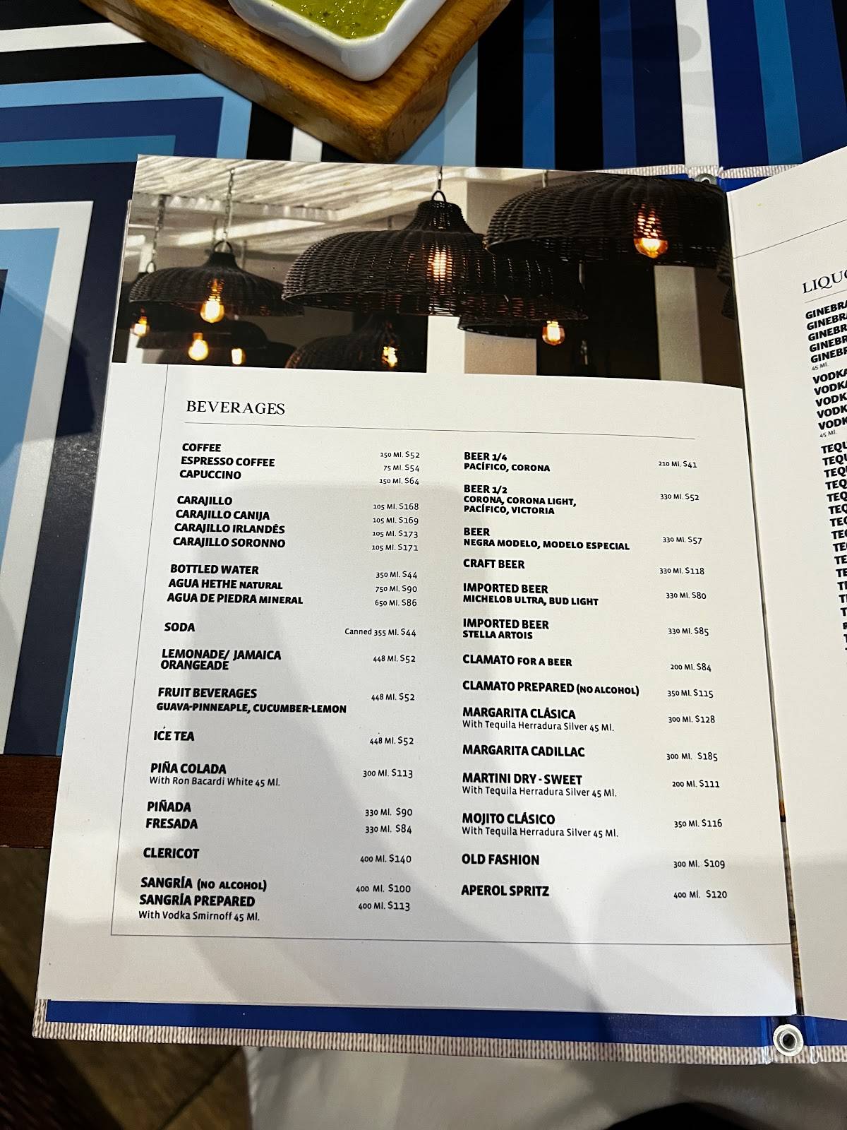 Menu at Los Arcos restaurant, Ciudad Juarez