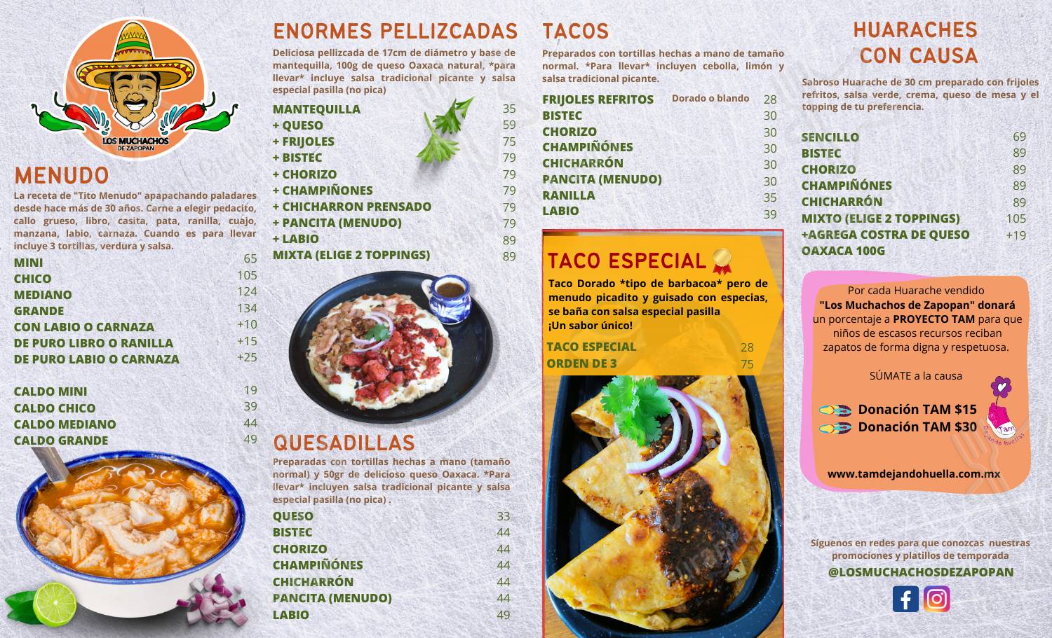 Carta del restaurante Los Muchachos del Zapopan Menuderia Parque ...