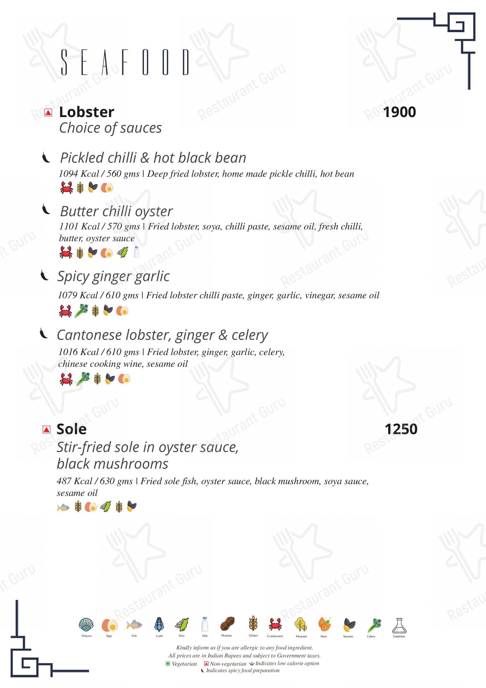 Menu at Machan, Bhopal