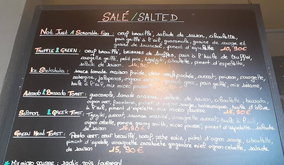 Menu at Madame Julia restaurant, Strasbourg