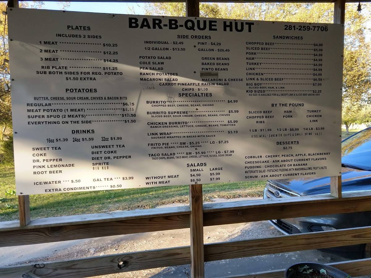 Menu at Bar-B-Que Hut, Magnolia, Old Hempstead Rd