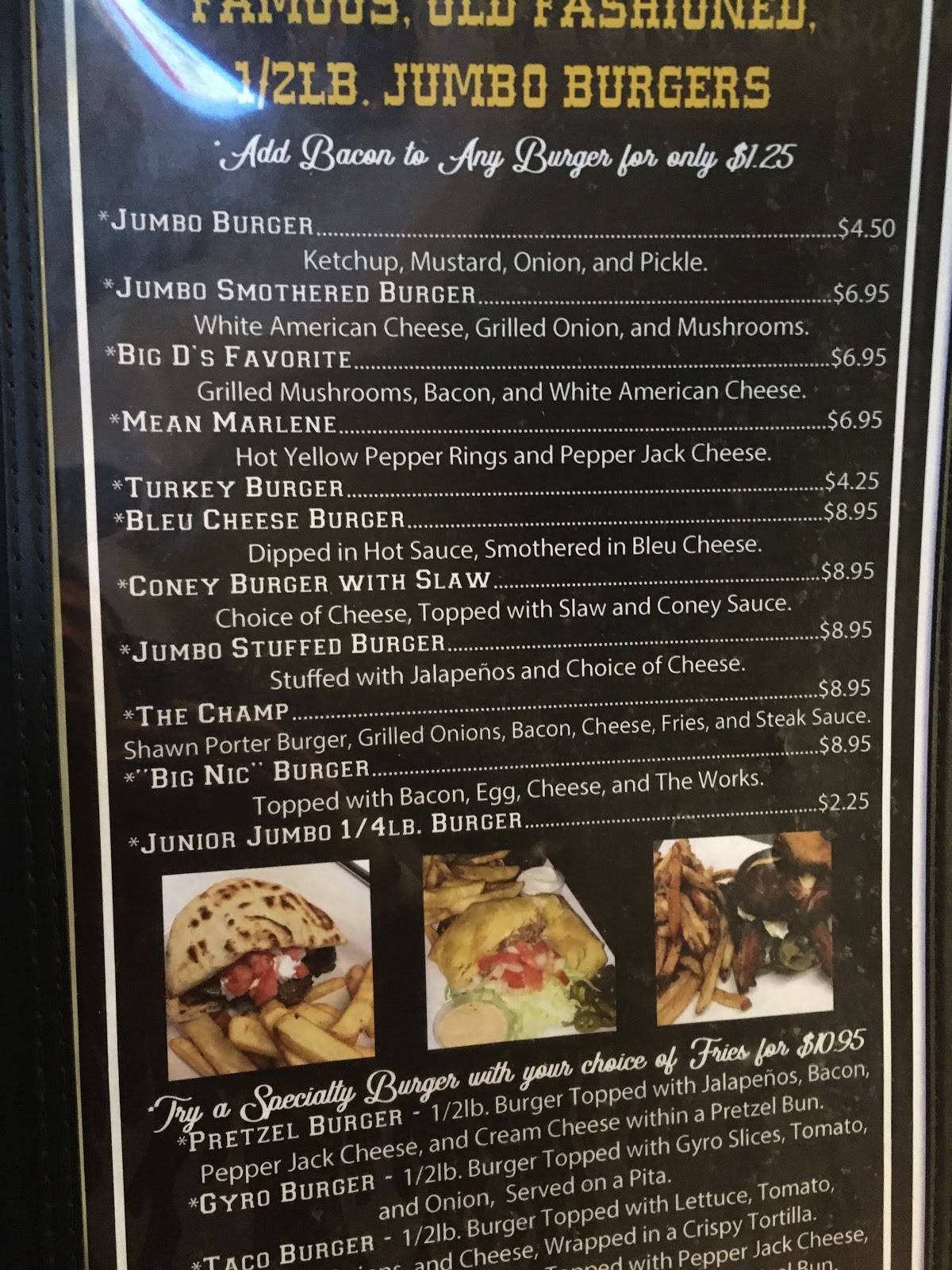 Menu at Main Street Saloon pub & bar, Akron