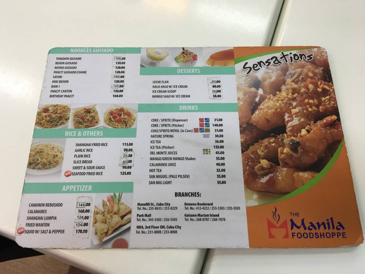 Menu at Manila Foodshoppe - Manalili St. restaurant, Cebu City, Manalili St