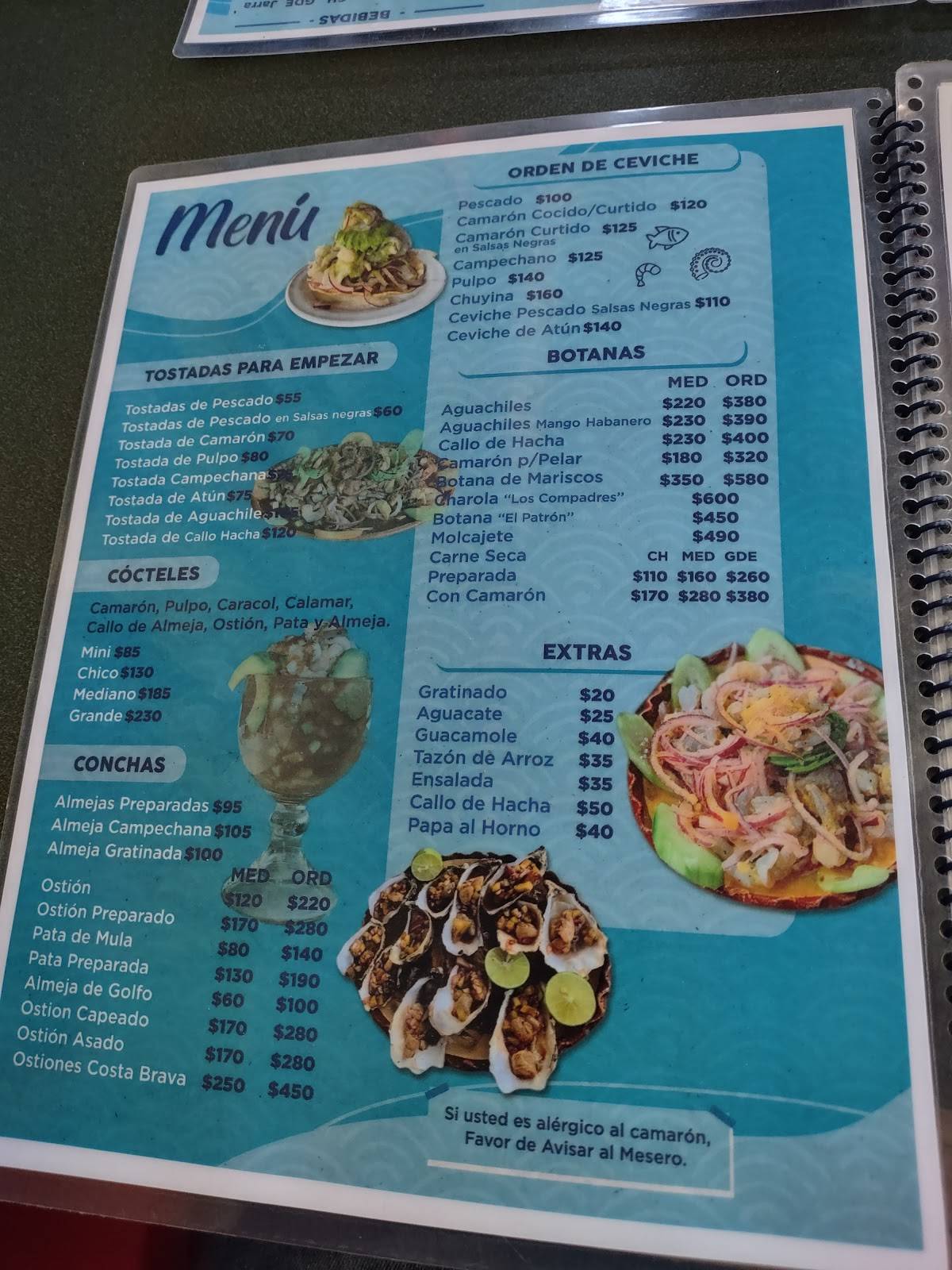 Carta del restaurante Mariscos Los Compadres, Mexicali, Av Pdte Gómez ...