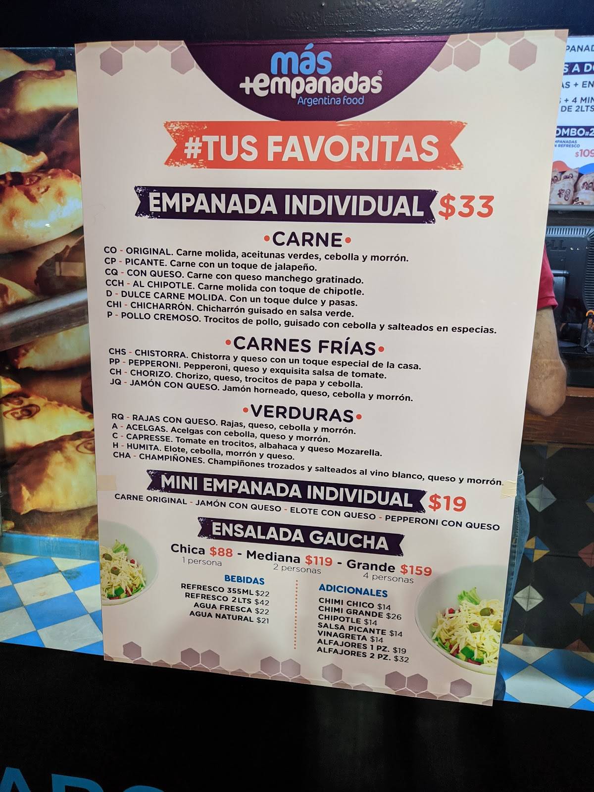 Carta del restaurante Más Empanadas Cumbres Elite, Monterrey, Paseo del ...