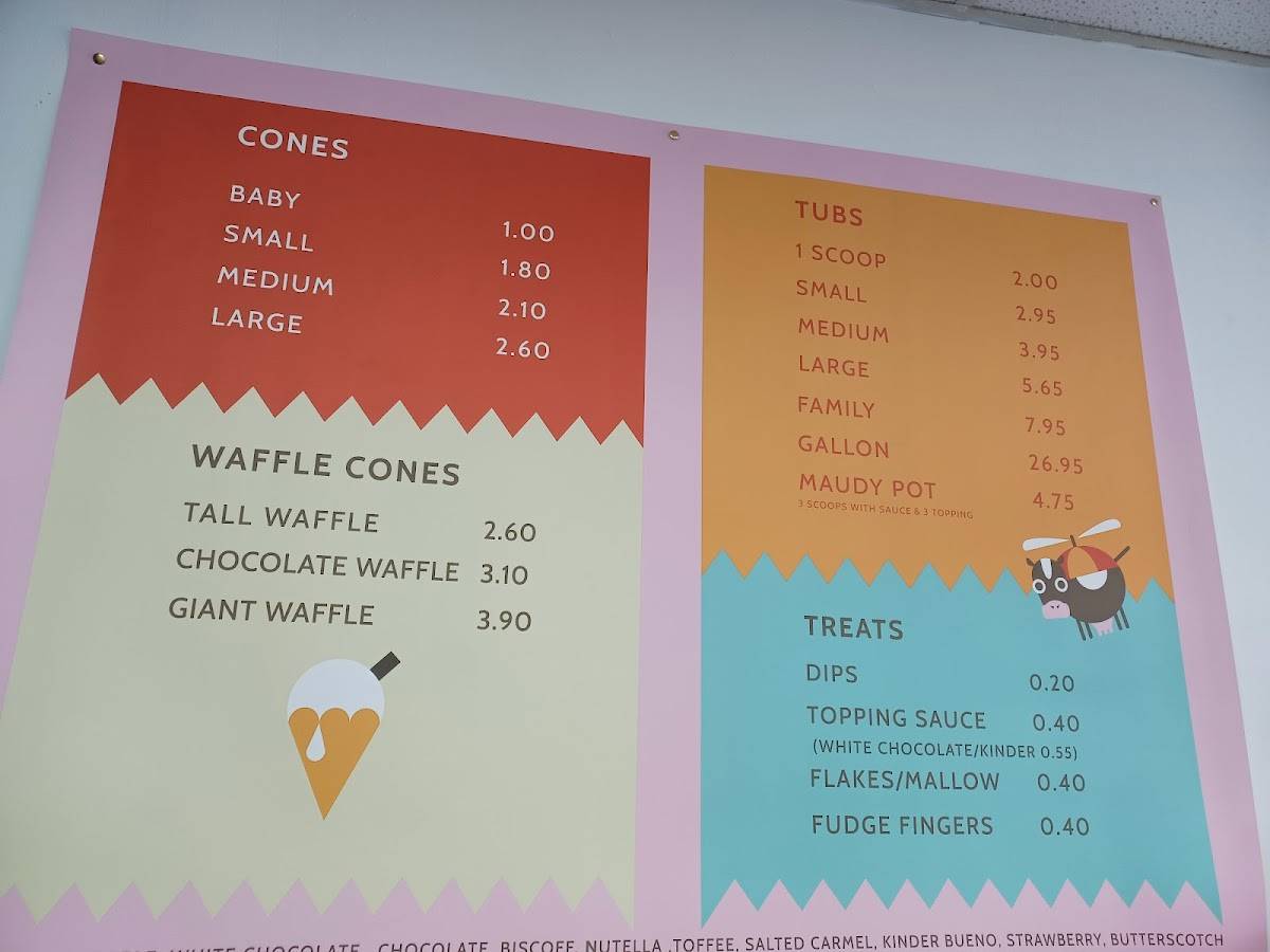Menu at Mauds Ice Cream Parlour cafe, Kilkeel
