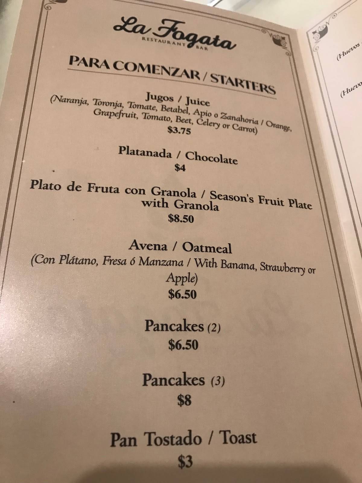 Menu at La Fogata restaurant, Mission, 300 N Shary Rd