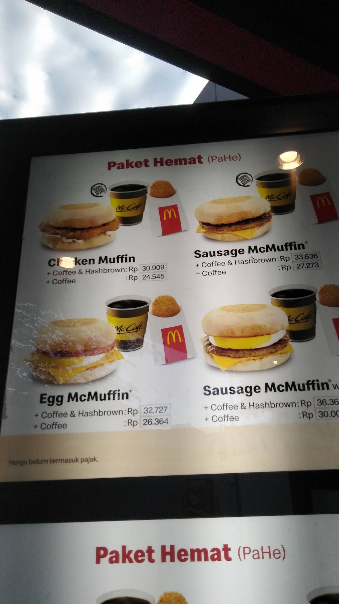 Menu at McDonald's Godean restaurant, Balecatur