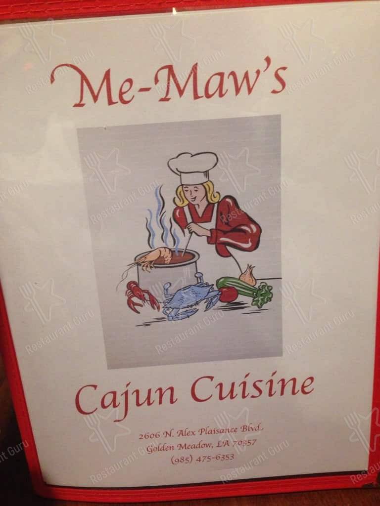 Menu at Me-Maw's Cajun Cuisine BBQ, Golden Meadow