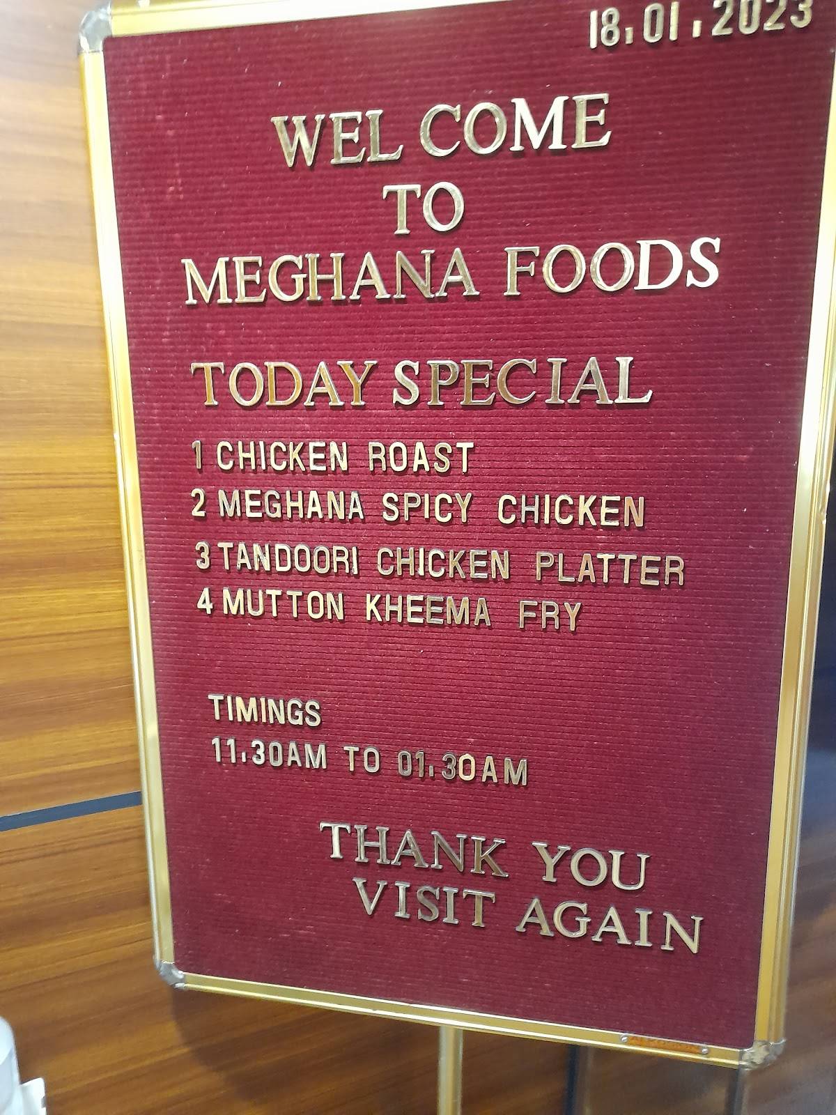 Menu at Meghana Foods Residency Road, Bengaluru, Jayalakshmi Chambers