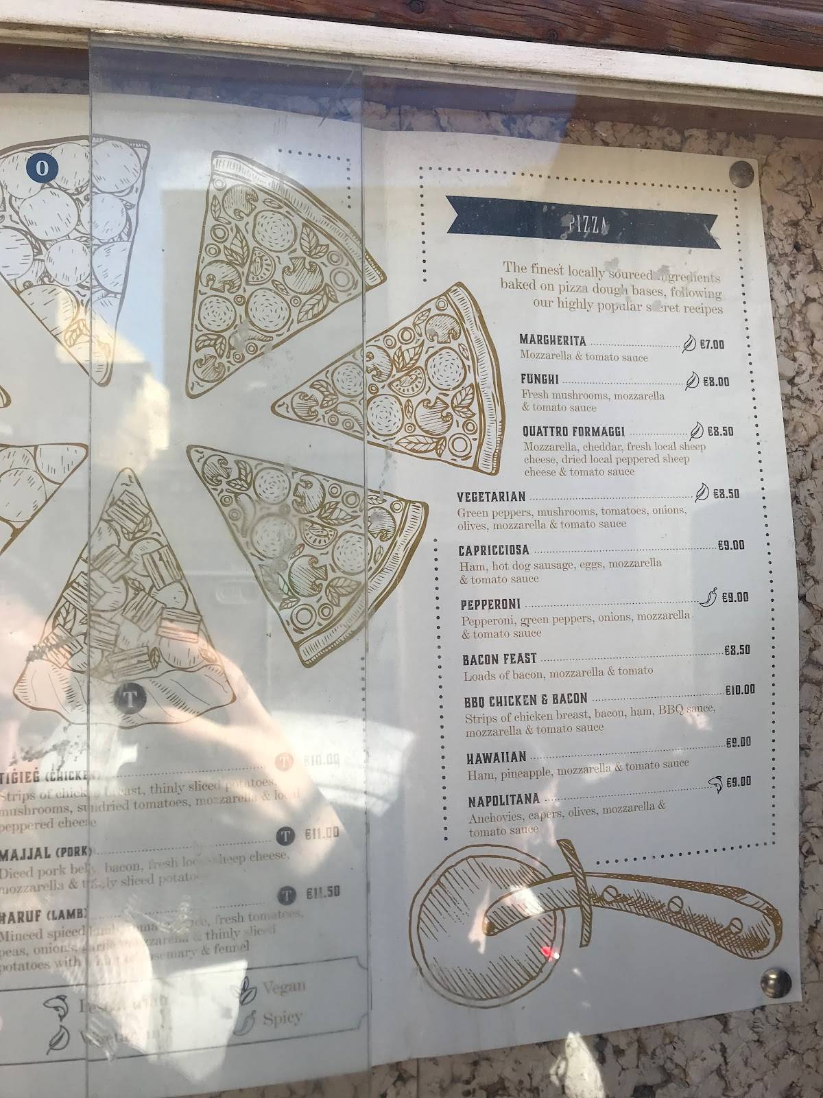 Menu at Mekren's Bakery, Nadur