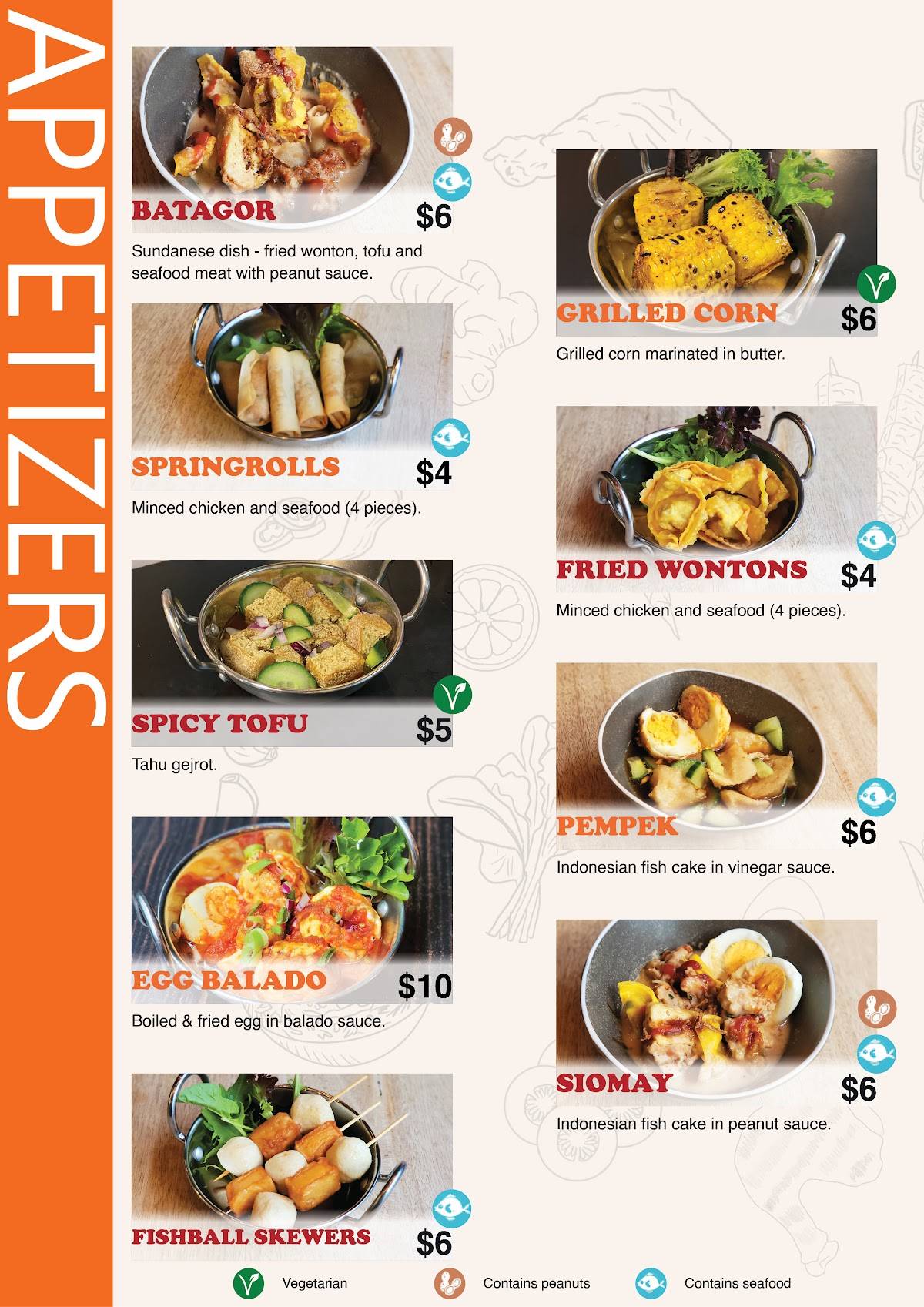 Menu at Kedai Satay in King St restaurant, Melbourne, 186 King St