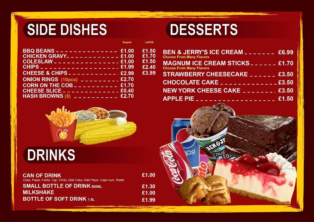 Menu at Miami Fried Chicken pizzeria, Manchester, 2 The Cir