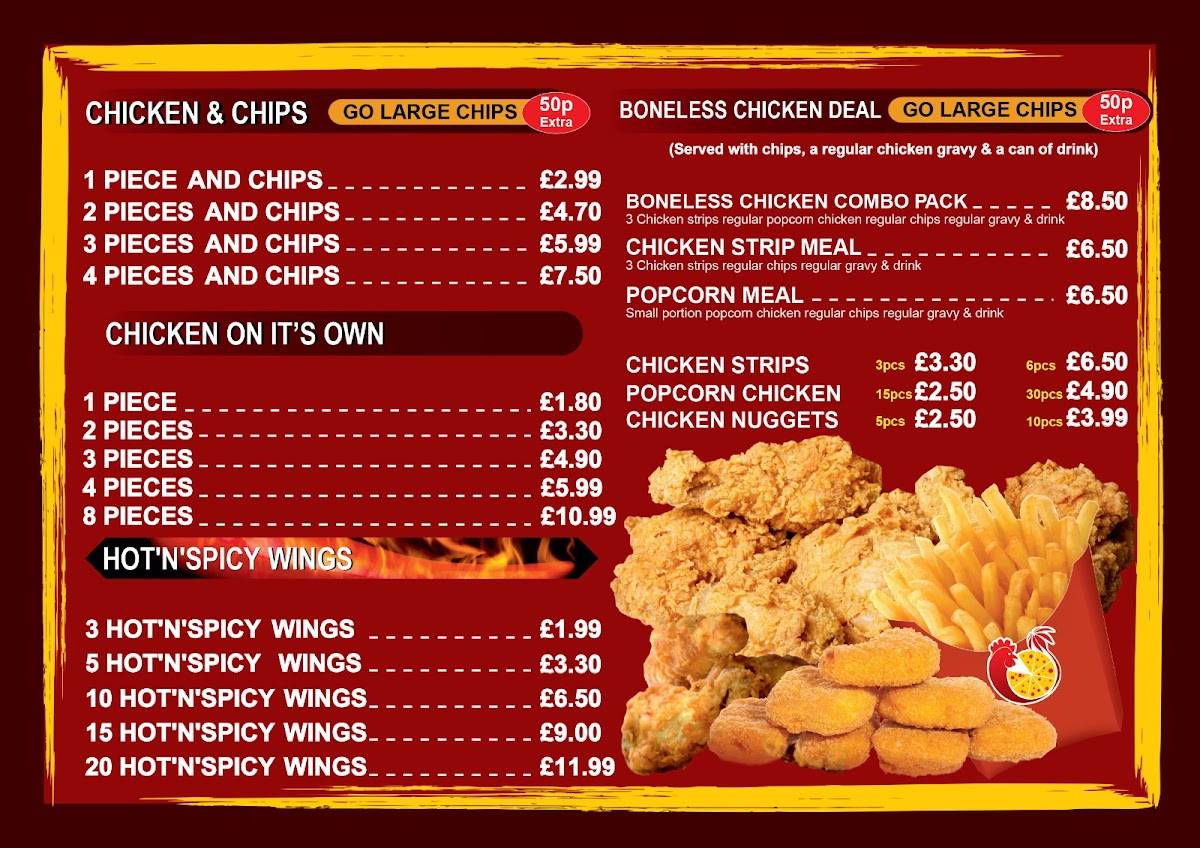 Menu at Miami Fried Chicken pizzeria, Manchester, 2 The Cir